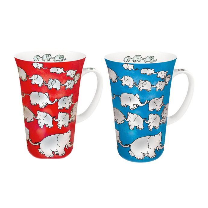 Konitz Chain of Elephants Mega Mugs in Blue/Red (Set of 4) | Bed Bath ...