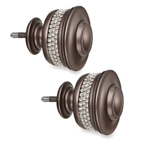 Cambria® Premier Complete Banded Finials in Graphite (Set of 2) | Bed ...