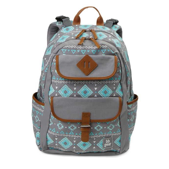BB Gear Aztec Print Backpack Diaper Bag in Grey/Turquoise | Bed Bath ...