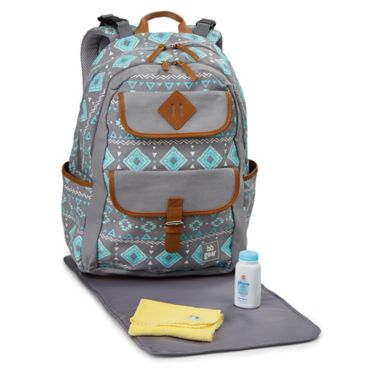 BB Gear Aztec Print Backpack Diaper Bag in Grey/Turquoise | Bed Bath ...