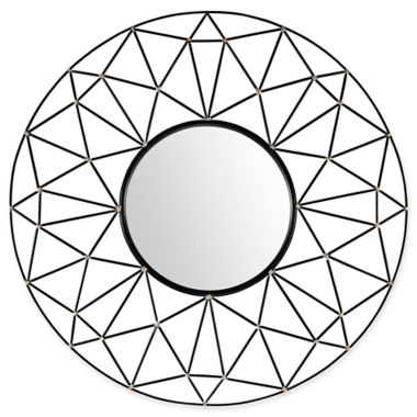 Forest Gate 35-Inch Round Geometric Frame MIrror | Bed Bath & Beyond