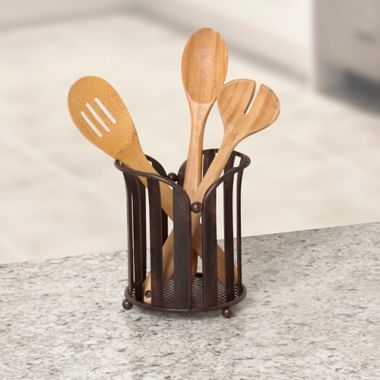 Spectrum™ Stripe Steel Utensil Holder in Oil Rubbed Bronze | Bed Bath ...