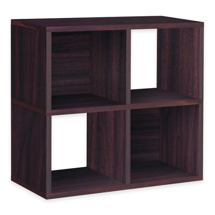 Way Basics Tool-Free Assembly 4-Cubby Quad Bookcase and Storage Shelf ...