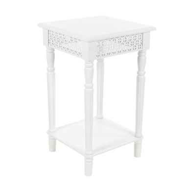 Ridge Road Decor Wood Accent Table with Shelf in White | Bed Bath & Beyond
