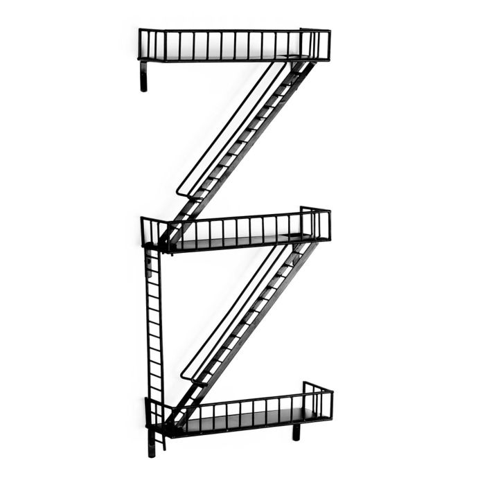 3-Tier Fire Escape Wall Shelves in Black | Bed Bath and Beyond Canada