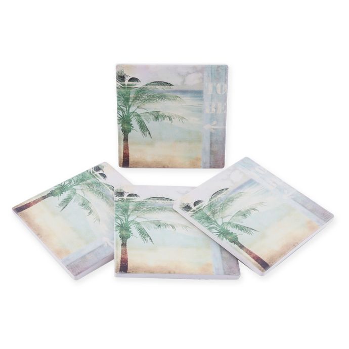 Thirstystone® Dolomite By the Sea III Square Coasters (Set of 4) | Bed ...