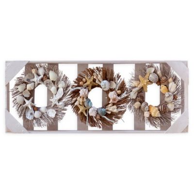 3-Piece Mini Shell Wreath in Blue | Bed Bath & Beyond