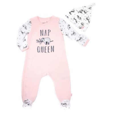 Mini Heroes™ 2-Piece Sloth "Nap Queen" Footie and Cap Set in Pink | Bed ...