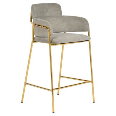 TOV Furniture Karl Linen Counter Stools in Grey (Set of 2) | Bed Bath ...