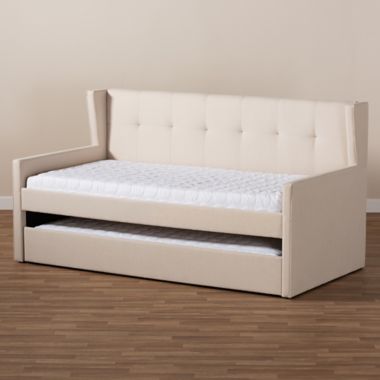 Baxton Studio® Simonette Twin Daybed with Trundle in Beige | Bed Bath ...