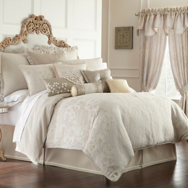 Waterford® Linens Genevieve Reversible Comforter Set in Ivory | Bed ...