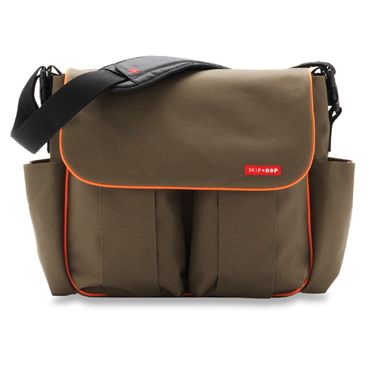 SKIP*HOP® Dash Deluxe Edition Olive with Orange Piping Diaper Bag | Bed ...