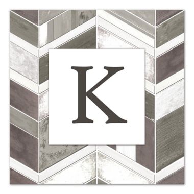 Chevron Letter 16-Inch x 16-Inch Canvas Wall Art in Greige | Bed Bath ...