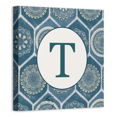 Blue Exotic Emblems Letter 12-Inch x 12-Inch Canvas Wall Art | Bed Bath ...