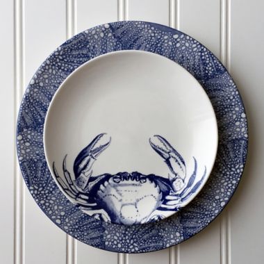 Caskata Crabs Canapé Plates in Blue (Set of 4) | Bed Bath & Beyond