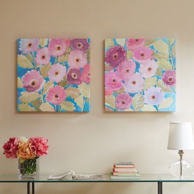 Madison Park Bright Florals Hand Embellished Canvas Wall Art (Set of 2 ...
